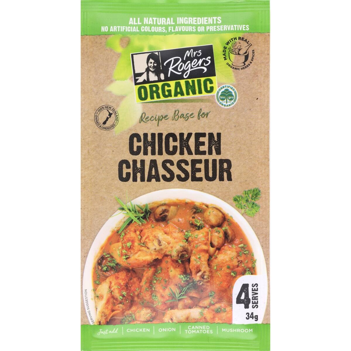 Mrs Rogers Recipe Base Chicken Chasseur 34g – Kiwi Corner Dairy
