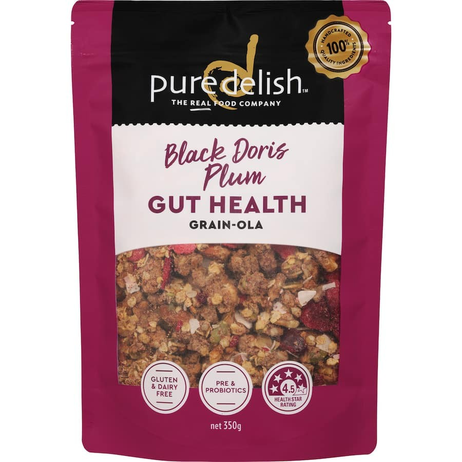 Pure Delish Granola Black Doris Plum 350g – Kiwi Corner Dairy