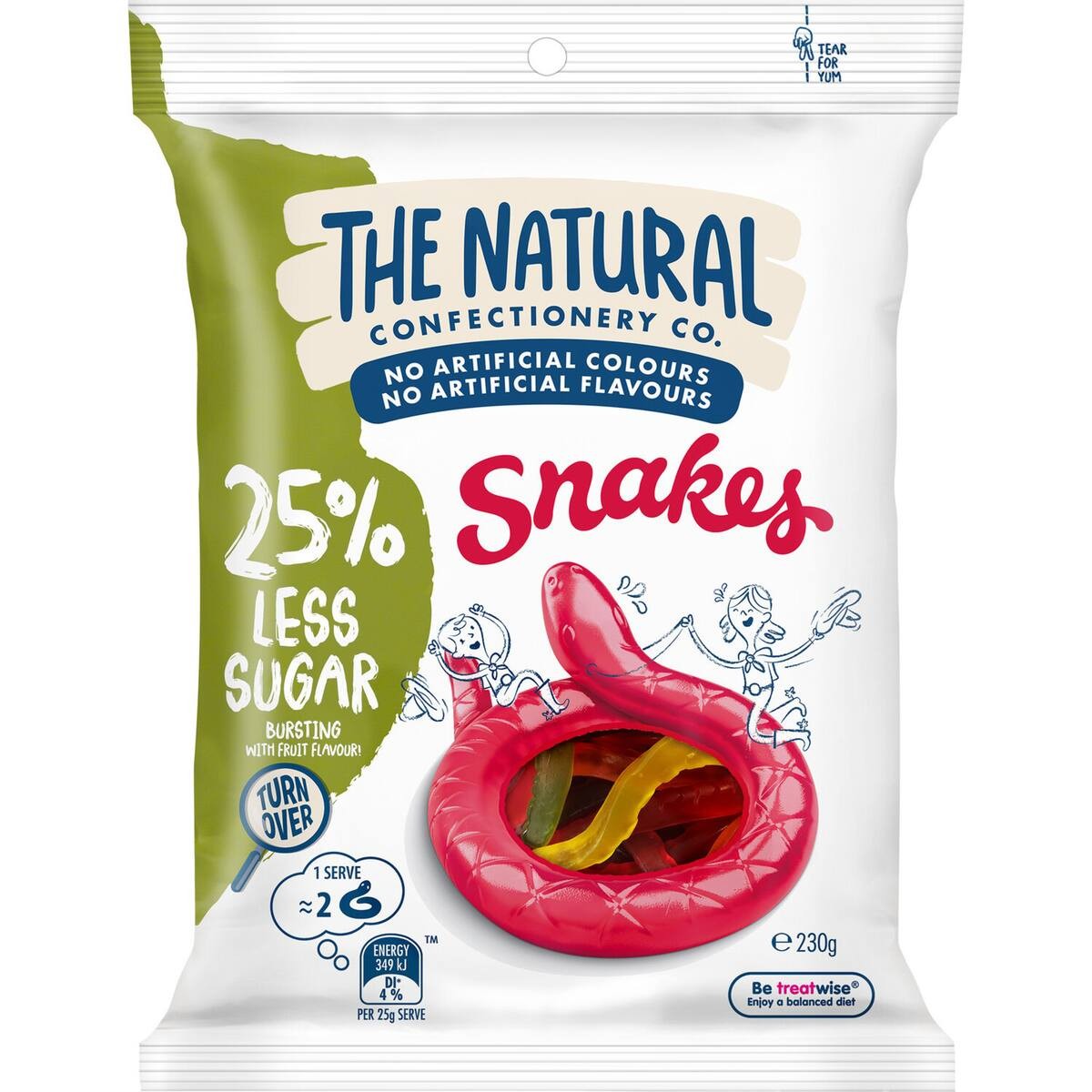 The Natural Confectionery Co. 25% Less Sugar Snakes 230g – Kiwi Corner ...
