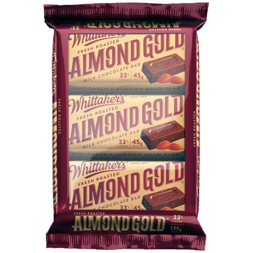 Buy Whittaker’s Almond Gold Slab 3 Pack | NZ Chocolate USA – Kiwi ...