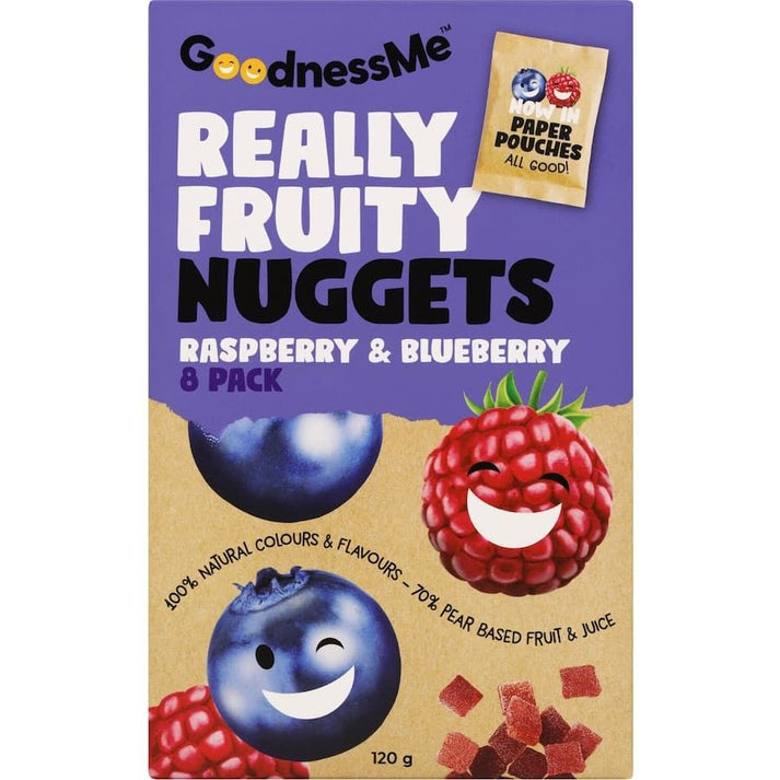 GoodnessMe Fruity Nuggets Raspberry & Blueberry 120g – Kiwi Corner Dairy
