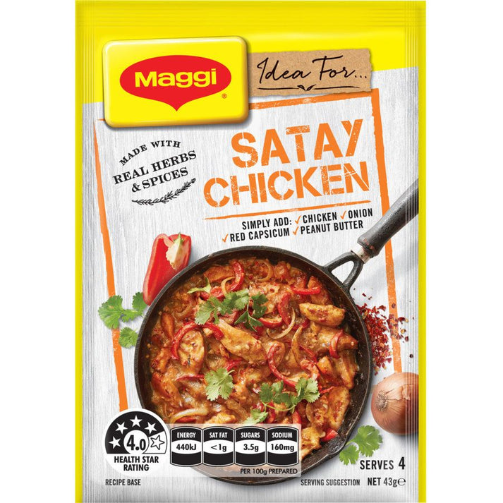 Maggi Recipe Base Satay Chick 43g – Kiwi Corner Dairy