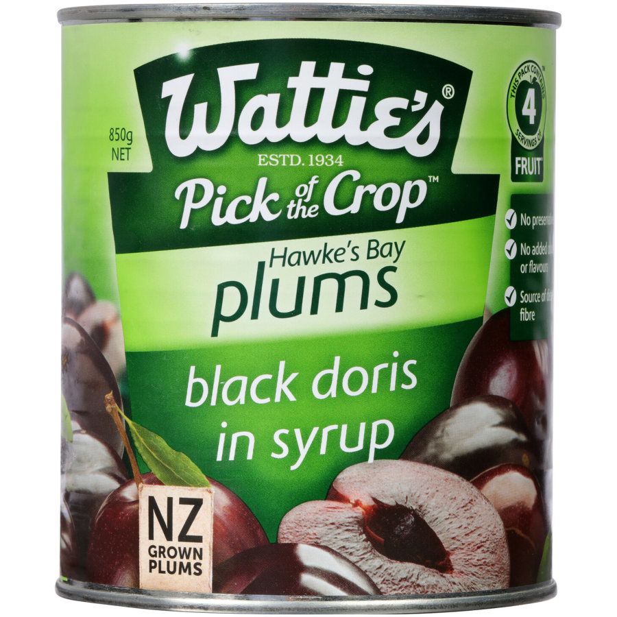 Watties Black Doris Plums 850g – Kiwi Corner Dairy
